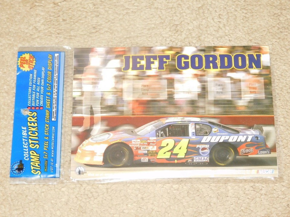 COLLECTIBLE NASCAR JEFF GORDON #24 DUPONT 5x7 STAMP STICKER SHEET (New ...
