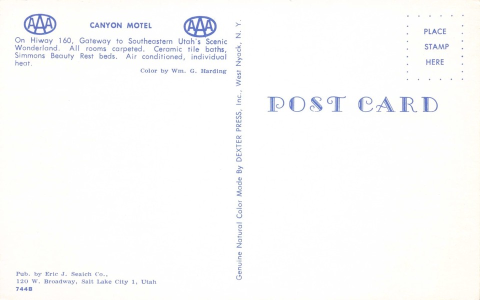 Postcard Canyon Motel Highway 160 Utah | eBay