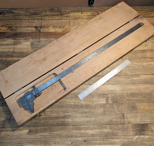 Antique EARLY STARRETT Vernier Caliper 24" & CHERRY Wood Box ☆USA | eBay
