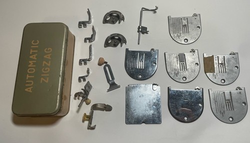 Lot Vintage Singer Sewing Machine Parts Feet Accessories Wooden Storage ...