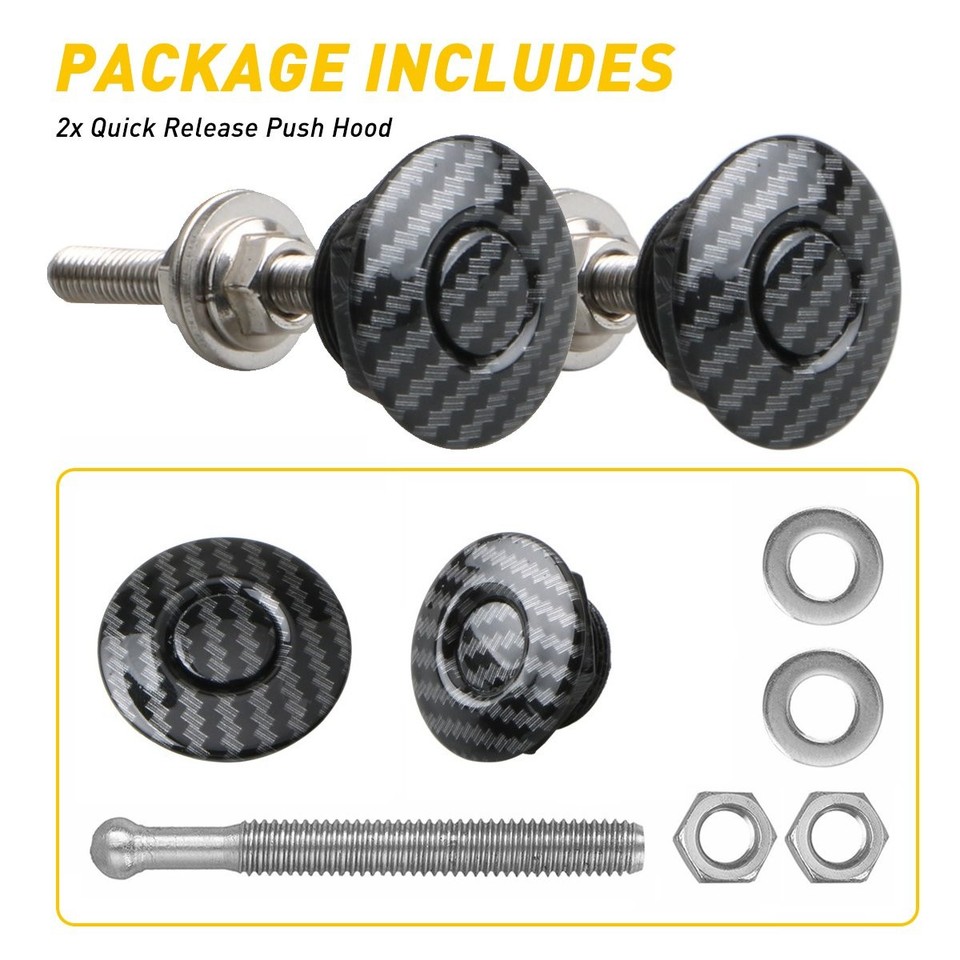 2 X Push Button Release Hood Quick Bonnet Pins Lock Clip Car Bumper ...