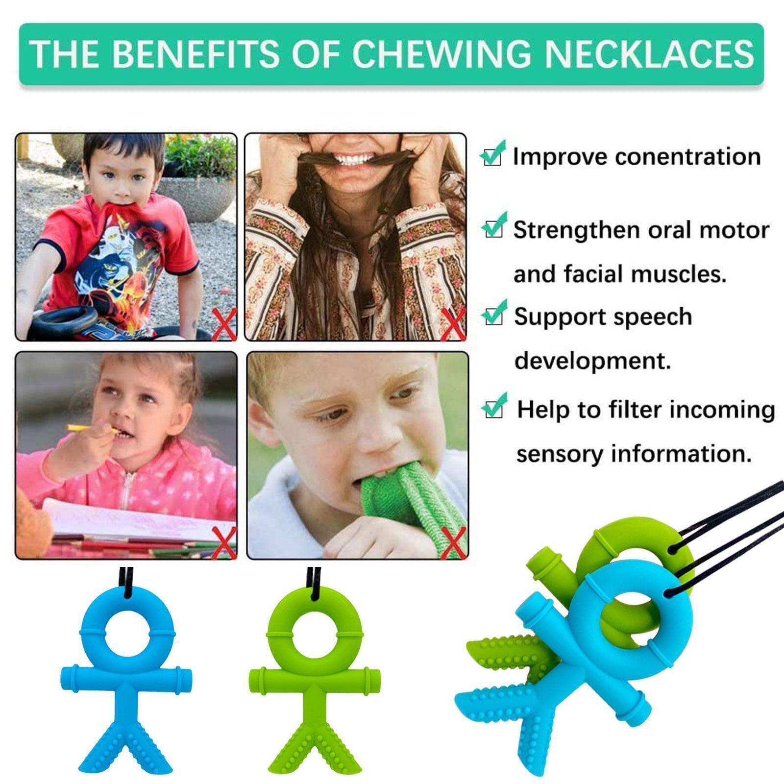 Kids Adults Chewlery Necklaces Autism ADHD Bite Sensory J9 F3 Teething ...
