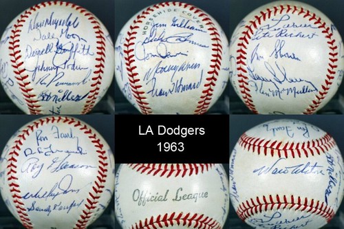 1963 Los Angeles Dodgers World Series Champions Team Signed Baseball ...