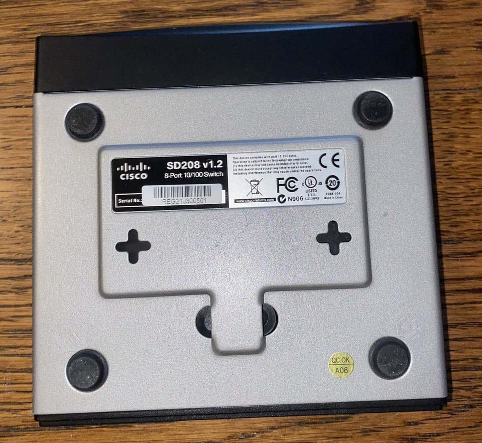 Cisco SD208 v1.2 8-Port 10/100 Network Switch With AC Adapter Tested ...