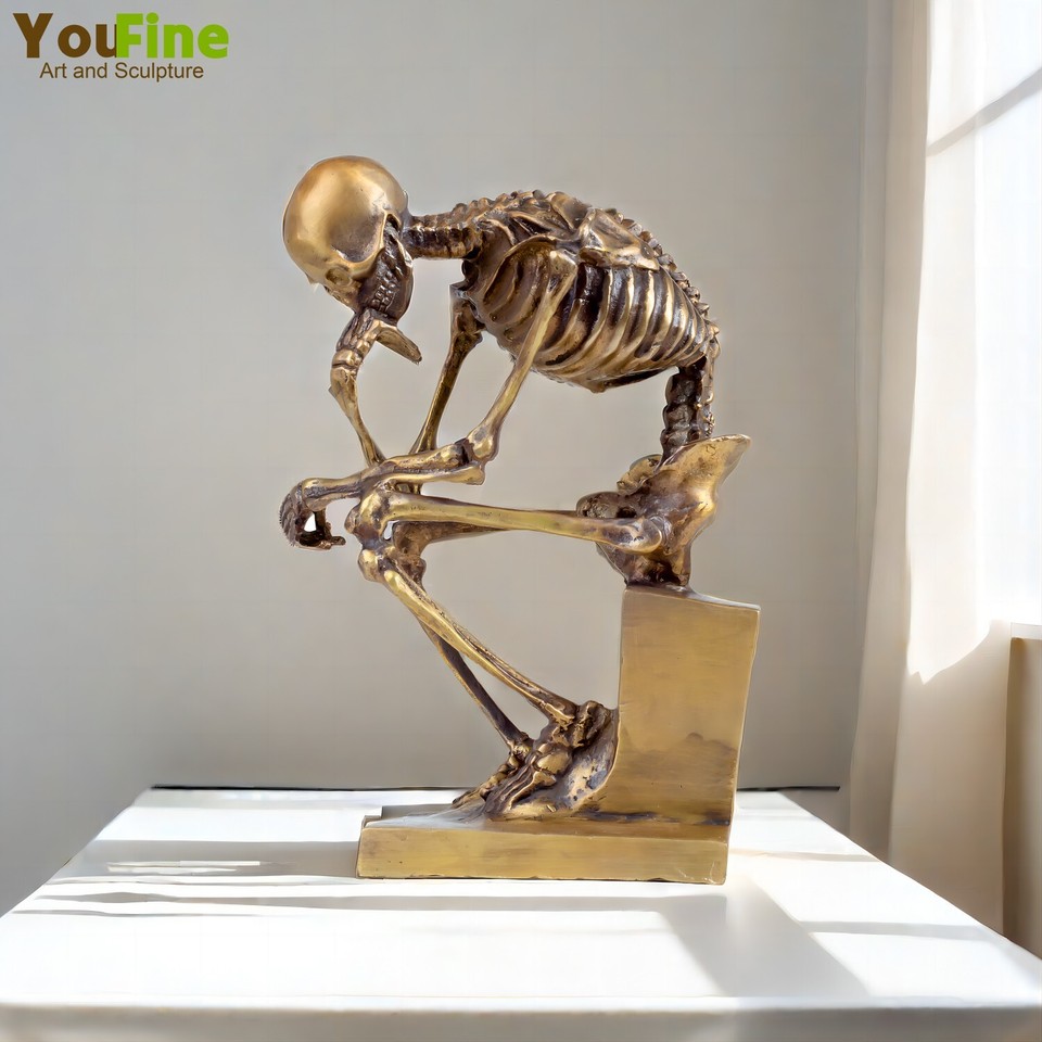 Bronze Skeleton Thinker Antique Decorative Sculpture Unique Art Home ...