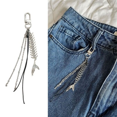 Punk Fishbone Black Rope Keychain Pendant Keyring Charm Lovely ...