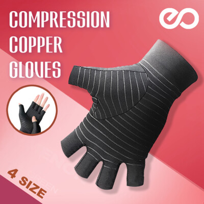 Compression Copper Arthritis Gloves Hand Wrist Brace Finger Pain Relief ...