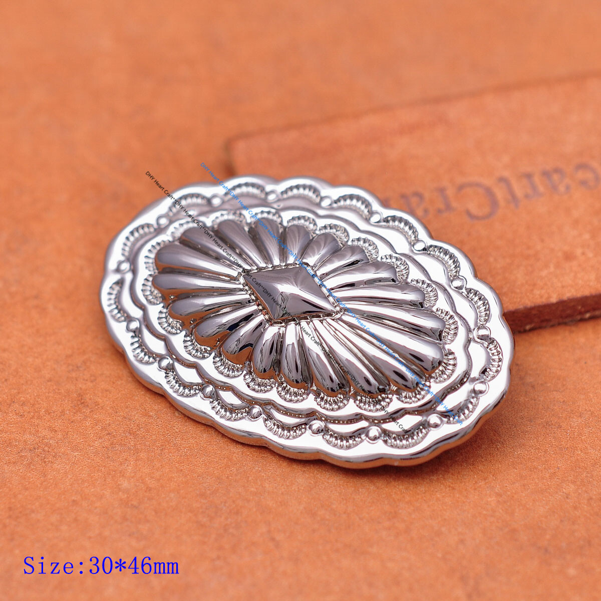 6X Silver Western Diamond Traditional Flower Leathercraft Belt Oval ...