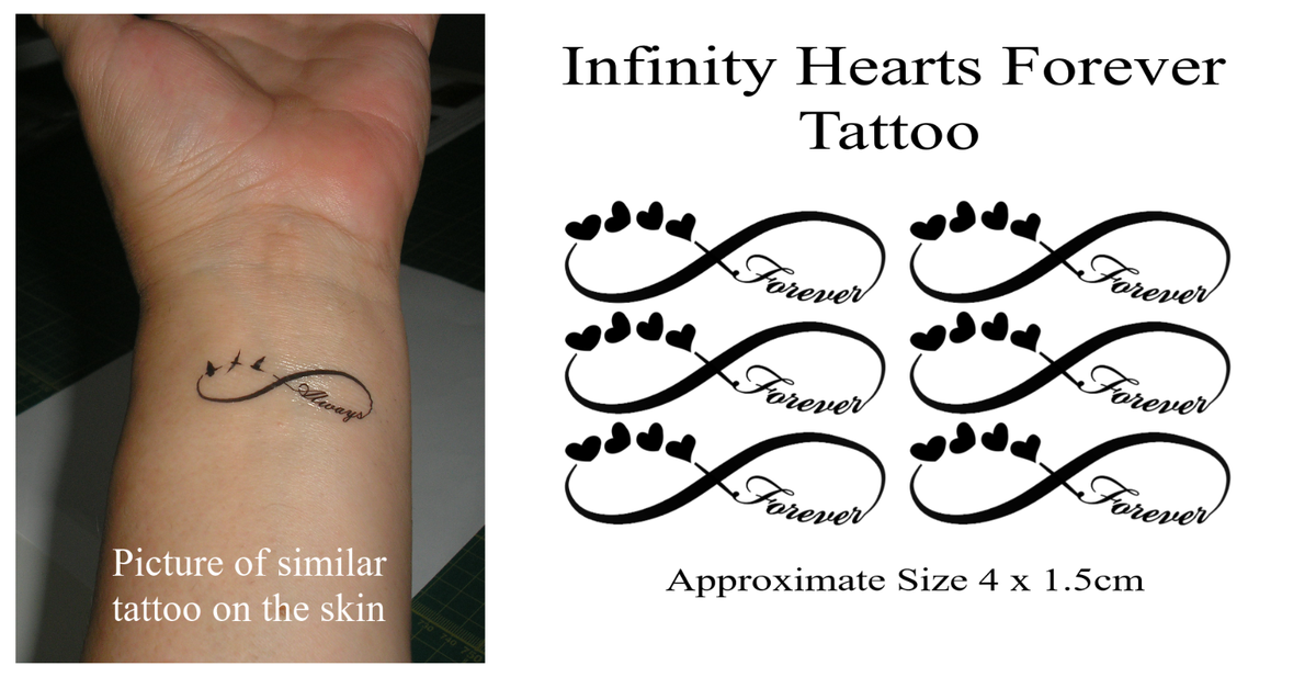 Everlasting Symbol Tattoos 'Forever' Infinity Shape Lovely Lettering