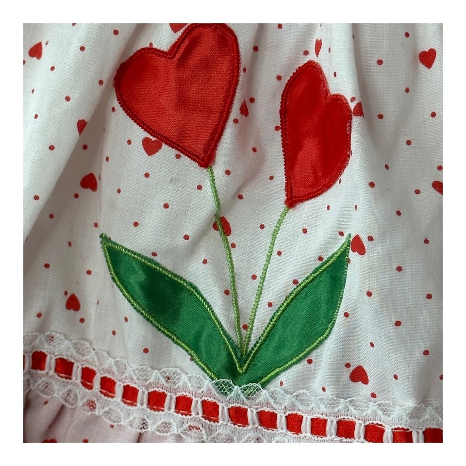 Vintage Cradle Togs Red & White HEART Print Lace Trim Dress Girls 18 Months | eBay