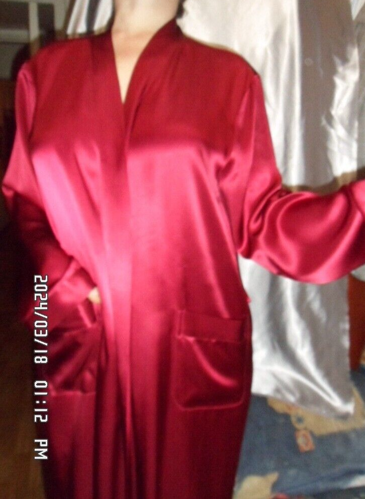 Luxury Pure SILK SATIN Glamour Robe Long Belted Dressing Gown Kimono ...