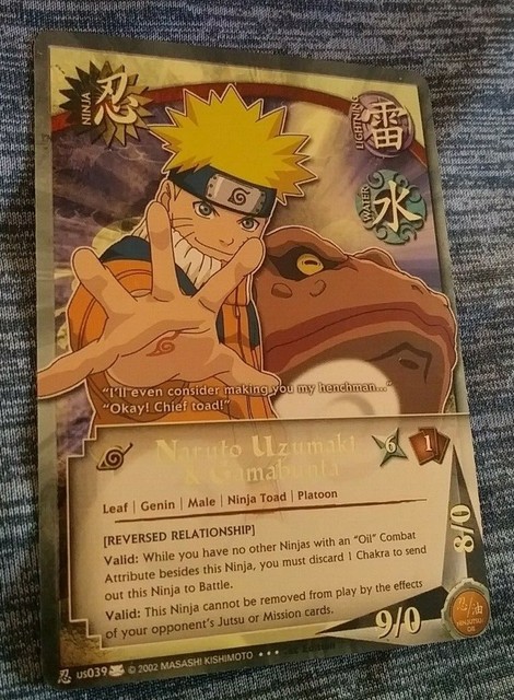 NARUTO UZUMAKI & GAMABUNTA US039 SUPER RARE GOLD FOIL TRADING CARD TCG ...