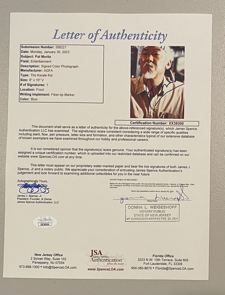 Pat Morita Signed Autographed Karate Kid 8x10 Photo Full JSA Letter ...