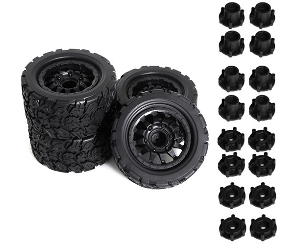 Monster Truck Tire & Rim MX28 12 / 14mm Hex For 1/10 TRAXXAX MAXX ...