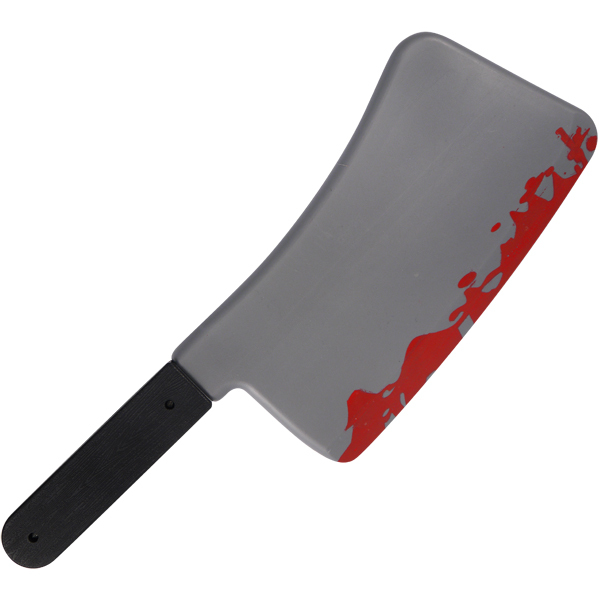 Halloween Fake Knife Cleaver Butchers Bloody Meat 45cm Prop Decoration ...