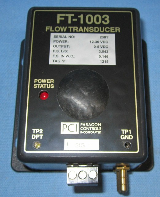 Paragon Controls FT-1003 Flow Transducer Manual Option for sale online ...