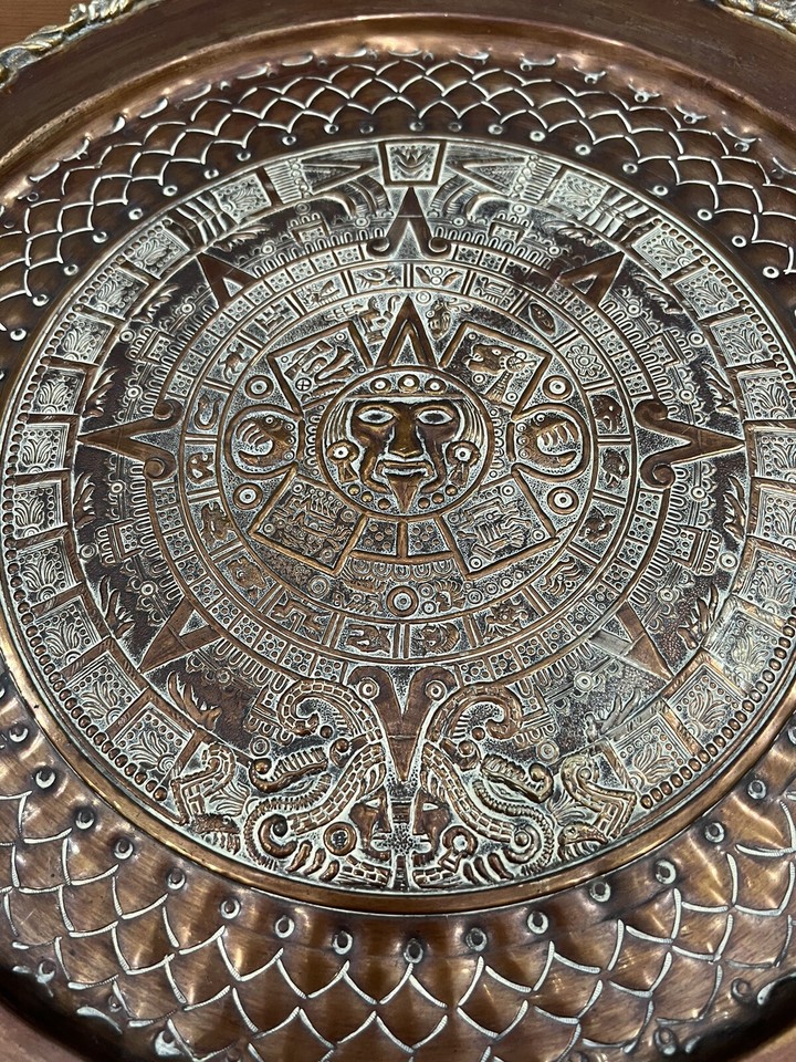 Vintage Copper Mayan Sun Calendar Mexican Aztec Wall Plate 16” | eBay
