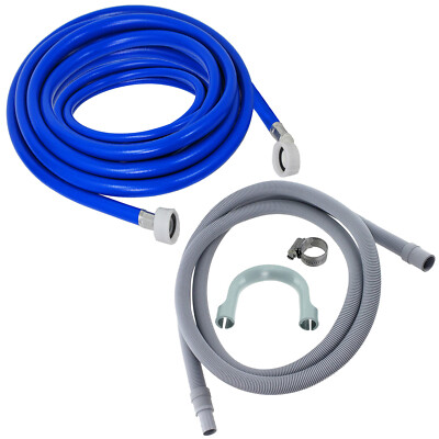 Washing Machine Fill Hose + Drain Hose Extension Set Universal Long 2 ...
