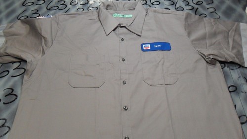 2XL Chevron Button Up Reflective Mechanic Ken Patch Shirt | eBay