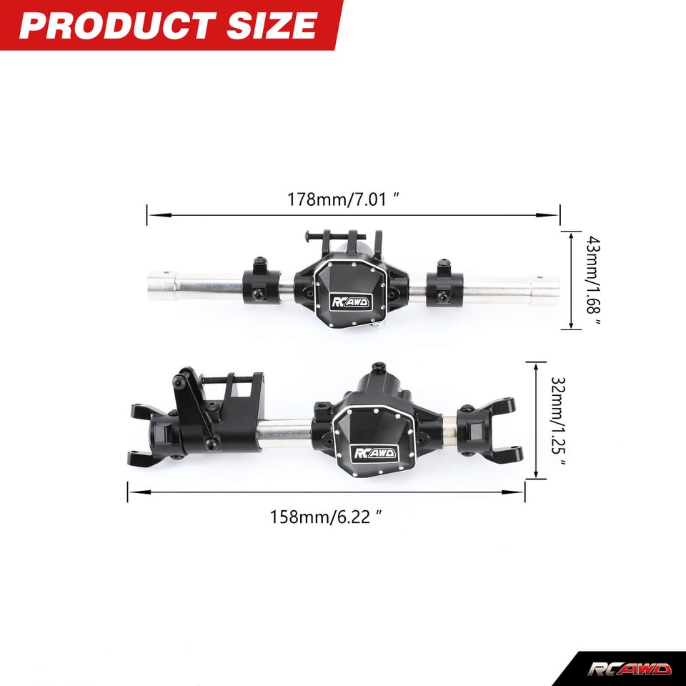RCAWD Alumium Front Rear Axle Case Cover for Axial 1/10 SCX10 PRO 4X4 ...