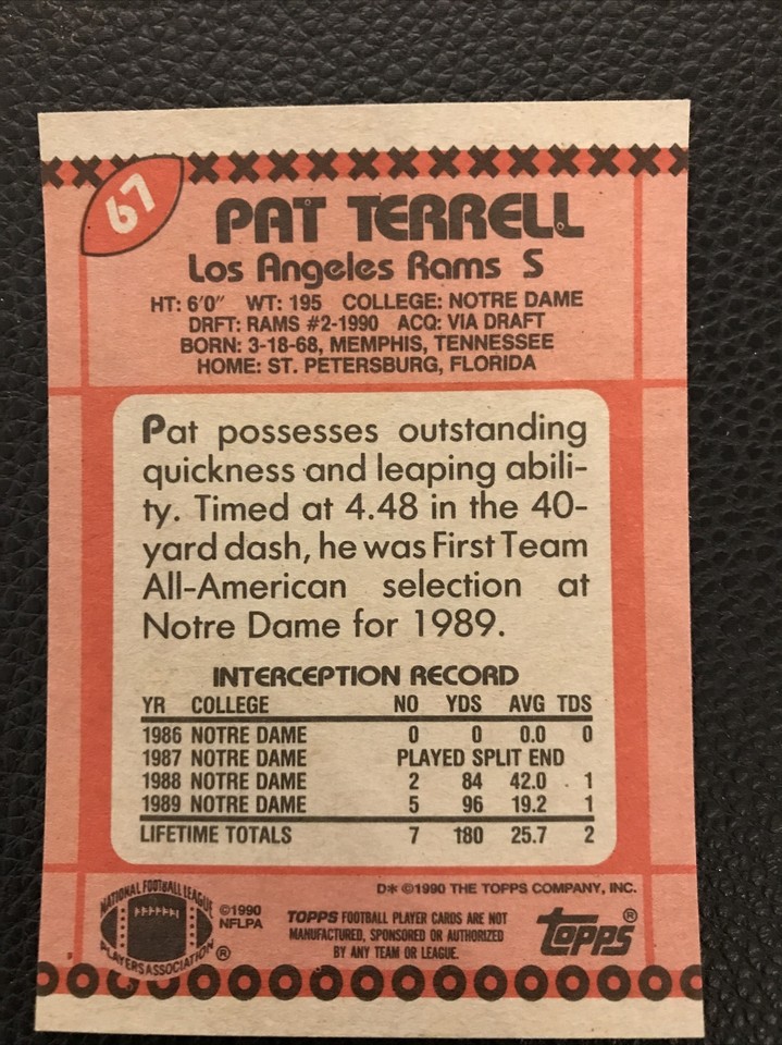 1990 TOPPS DRAFT PICK PAT TERRELL #67 | eBay