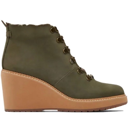 TOM’S Womens Melrose Wedge Boots In Green High Heel 3" Size 12 M | eBay