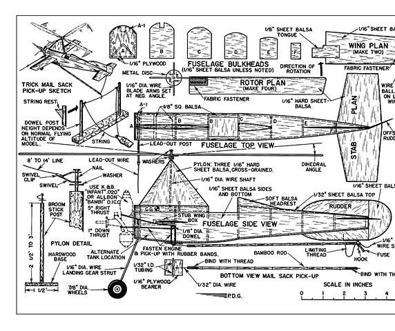 Circle Whirly Autogyro 15" Wingspan RC Model Airplane Printed Plans ...