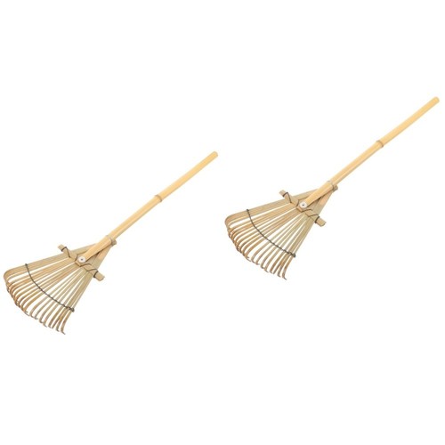 2 Pack Gardening Bamboo Rake Child Hand Tools Yard Rakes for Leaves | eBay