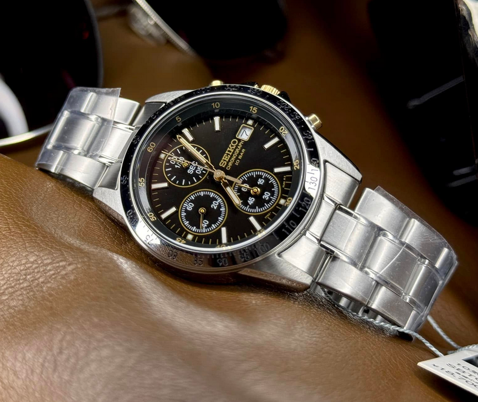 Seiko Spirit Black Dial Chronograph Stainless Steel Men's Watch SBTQ043 ...