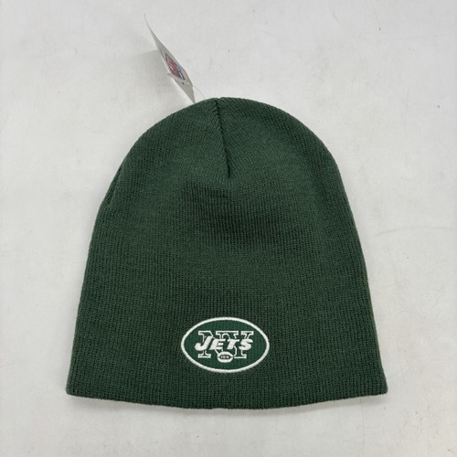 NEW YORK JETS BEANIE HAT OSFA EMB. LOGO GREEN KNIT Uncuffed NWT | eBay