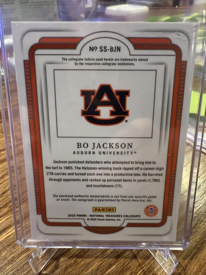2025 Panini National Treasures Collegiate Bo Jackson 4 /15 Patch Auto ...