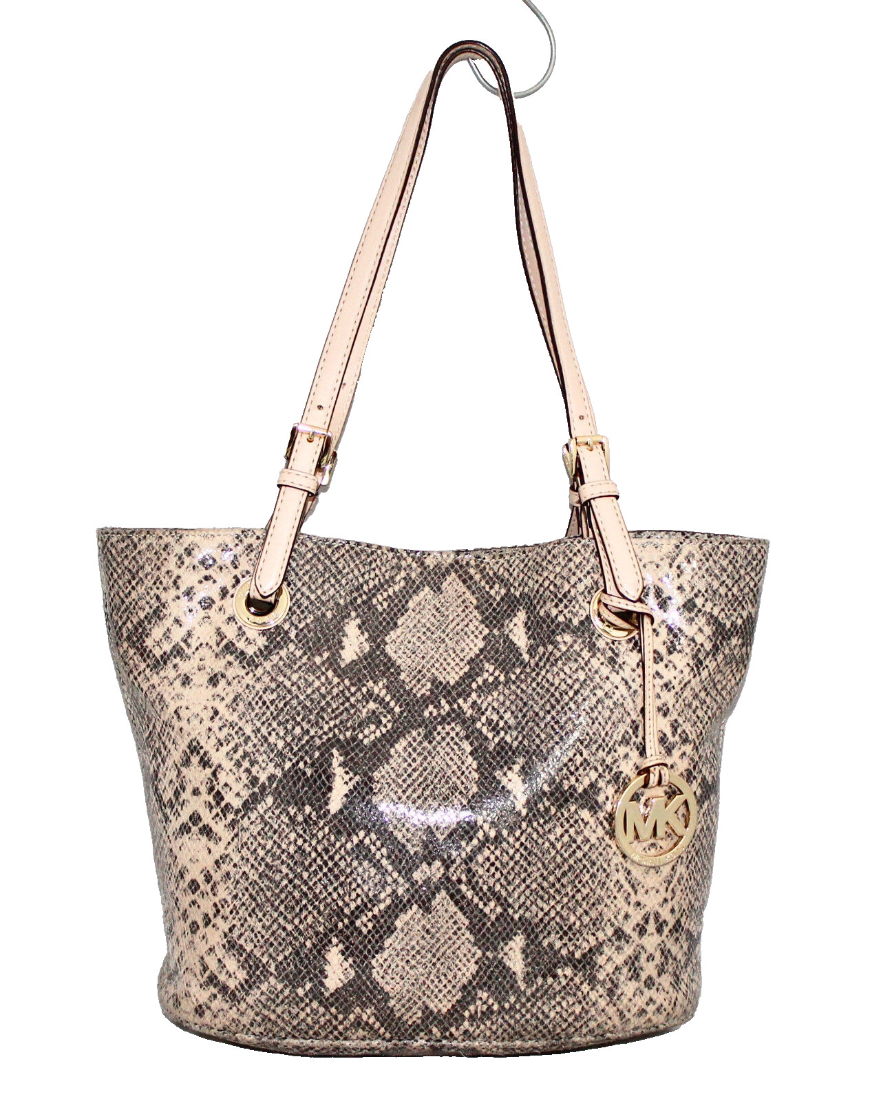 MICHAEL KORS Snake Bag Medium Tote Tan Black Leather … - Gem