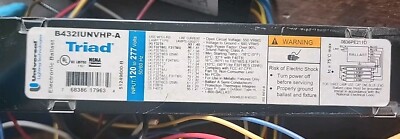 Universal Triad B432IUNVHP-A Fluorescent Electronic Ballast | eBay