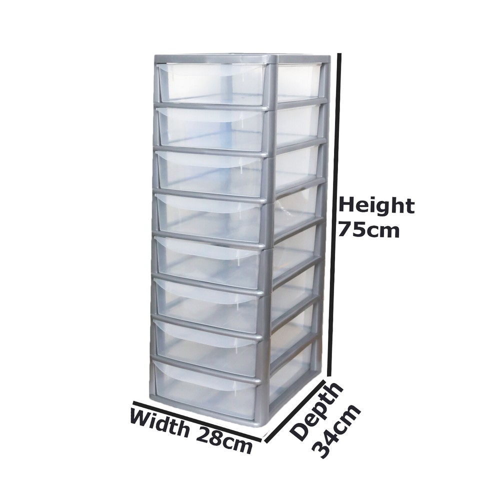 8 Drawer Plastic Storage Organizer tower unit | A4 Storage Drawers for ...