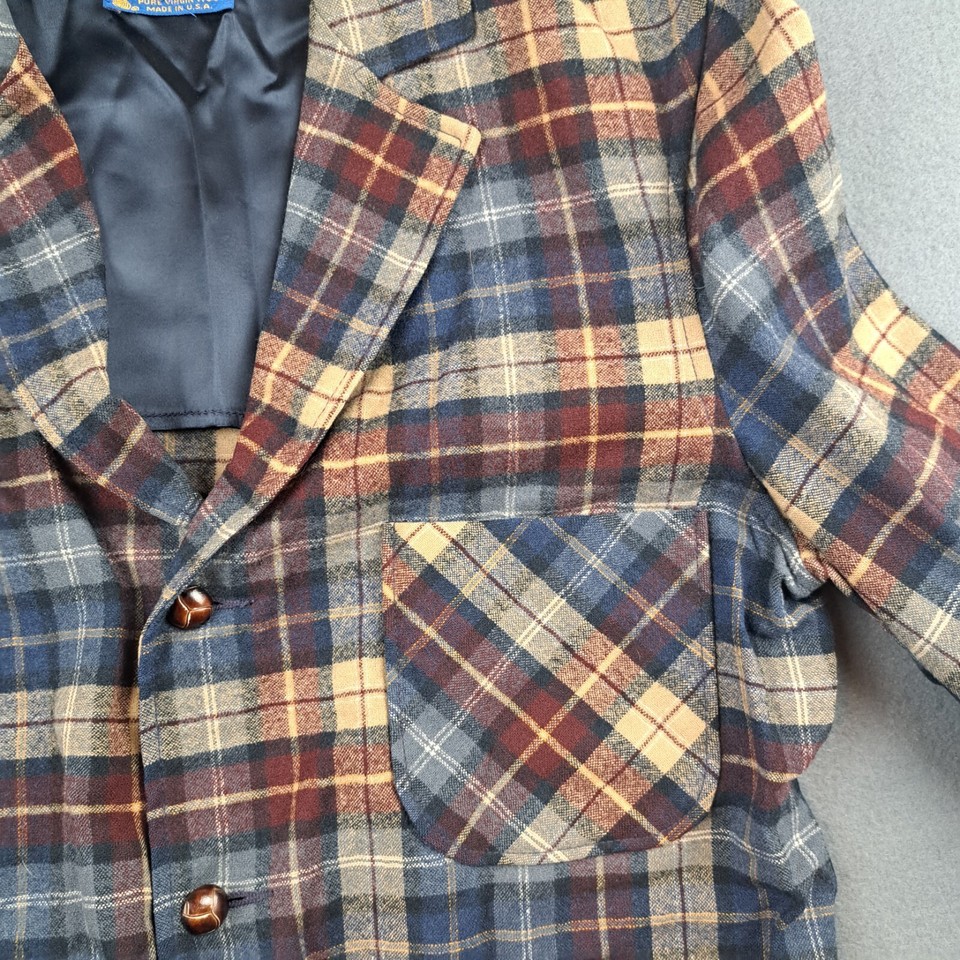 Vtg Pendleton Wool Plaid Blazer Jacket Flannel Men's Medium Chore Coat ...