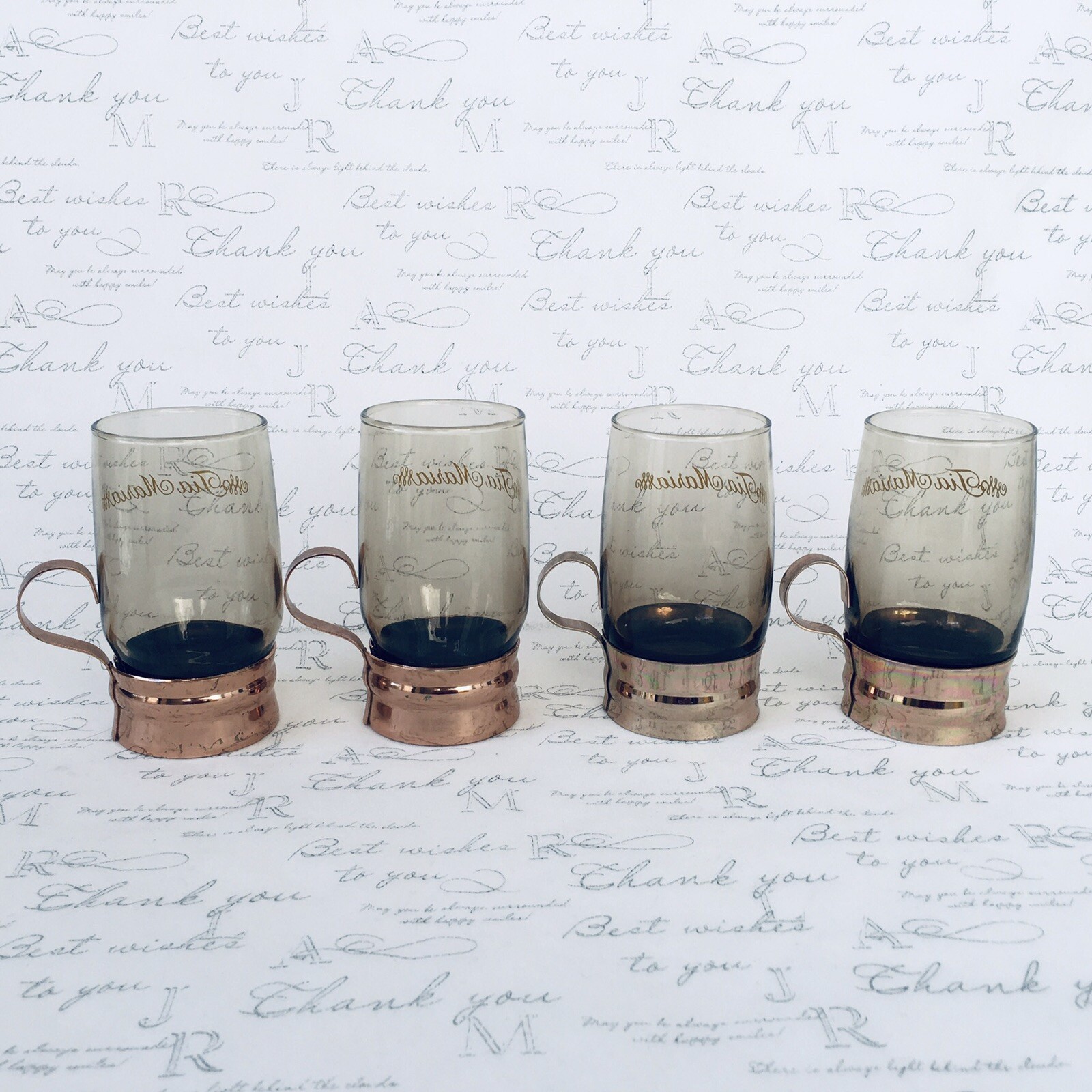 Set Of 4 Tia Maria Copper Bottom Glass Coffee Mug / Shot Glass 6 oz M ...