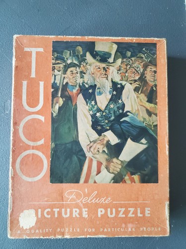 VINTAGE Patriotic TUCO WWII Puzzle Uncle Sam "We Can! We Will! We Must ...