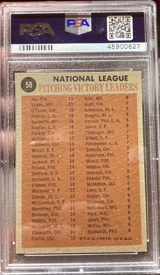 1962 Topps - League Leaders #58 Jim O'Toole, Joey Jay, Warren Spahn 🔥 ...