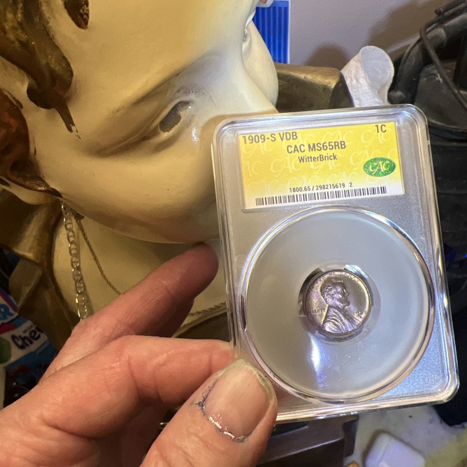 1909-S VDB 1c Lincoln Penny CAC holder MS 65 RB Witter Brick Lots of ...