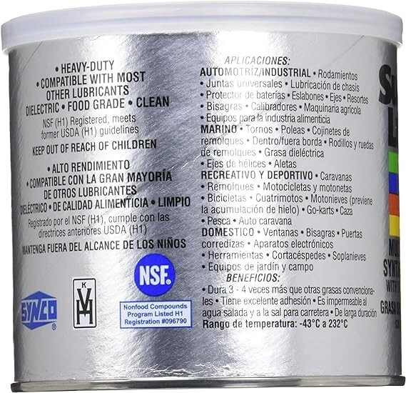Super Lube 41160 Synthetic Grease (NLGI 2), 14.1 oz Canister ...