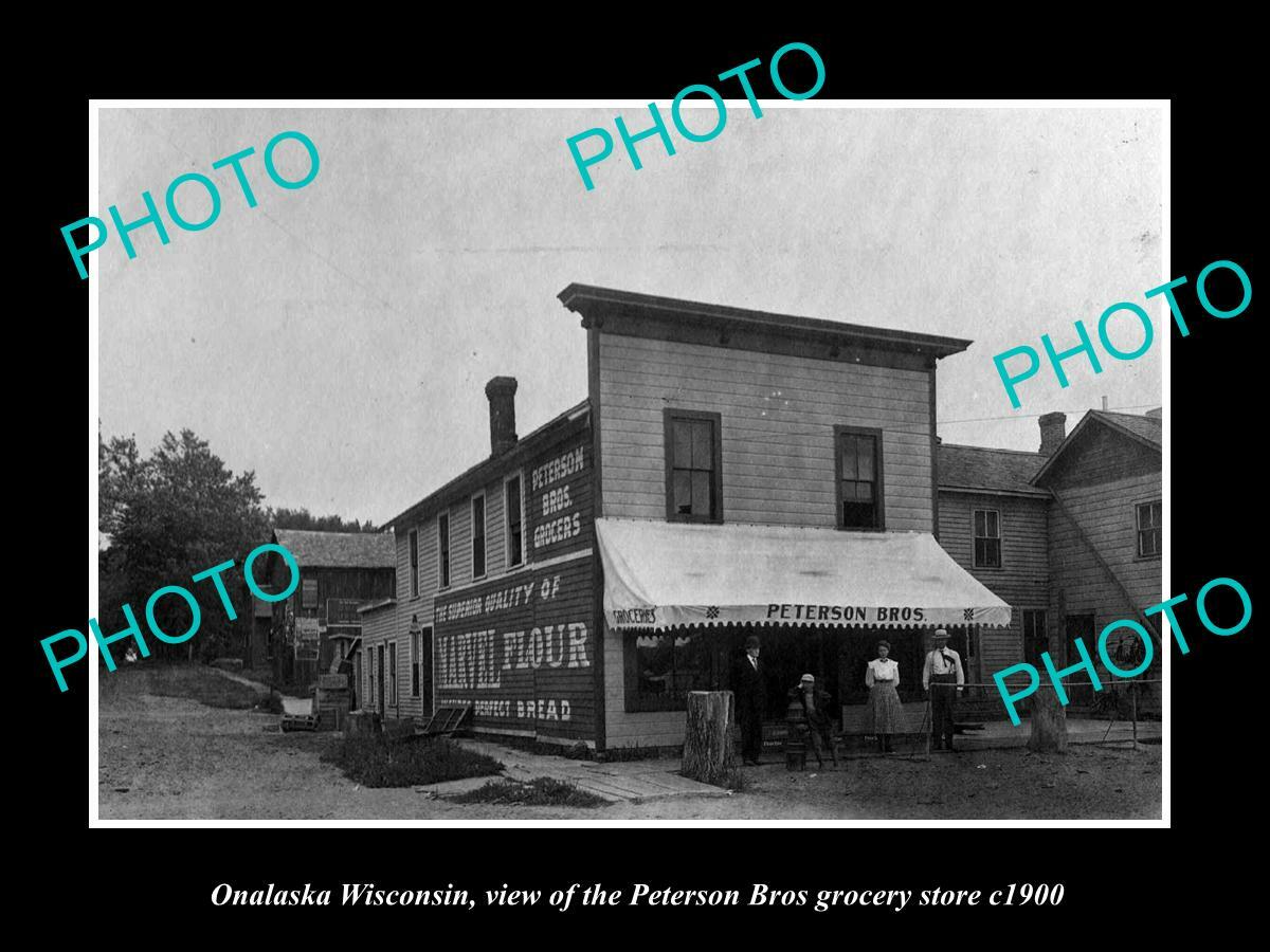 OLD 8x6 HISTORIC PHOTO OF ONALASKA WISCONSIN THE PETERSON GROCERY STORE ...