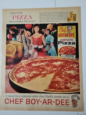 1961 box mix Chef boy-ar-dee pizza fun to make to eat vintage ad | eBay