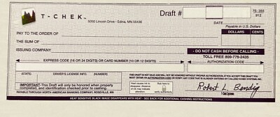 BLANK NEW T Chek CHECKS - 10 Pack *FREE SHIPPING* | eBay