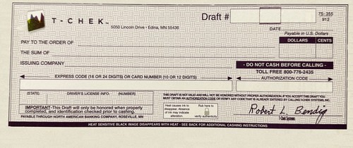 BLANK NEW T Chek CHECKS - 10 Pack *FREE SHIPPING* | eBay