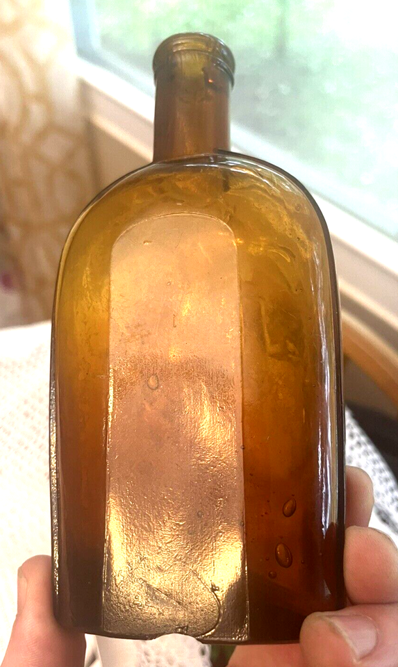 NICE AMBER COLORED BOLD NAVY ANCHOR FLASK HALF PINT 1880'S ERA DUG L@@K ...