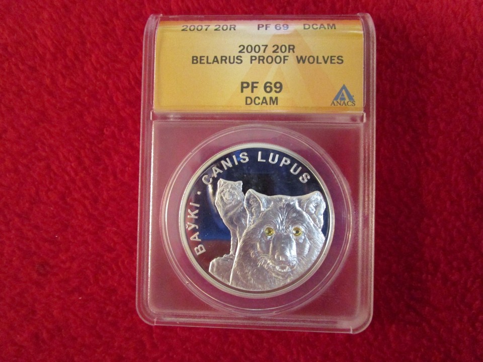 Belarus Wolf Wolves Canis Lupis Swarovski 999 Silver NGC PCGS ICG ANACS ...