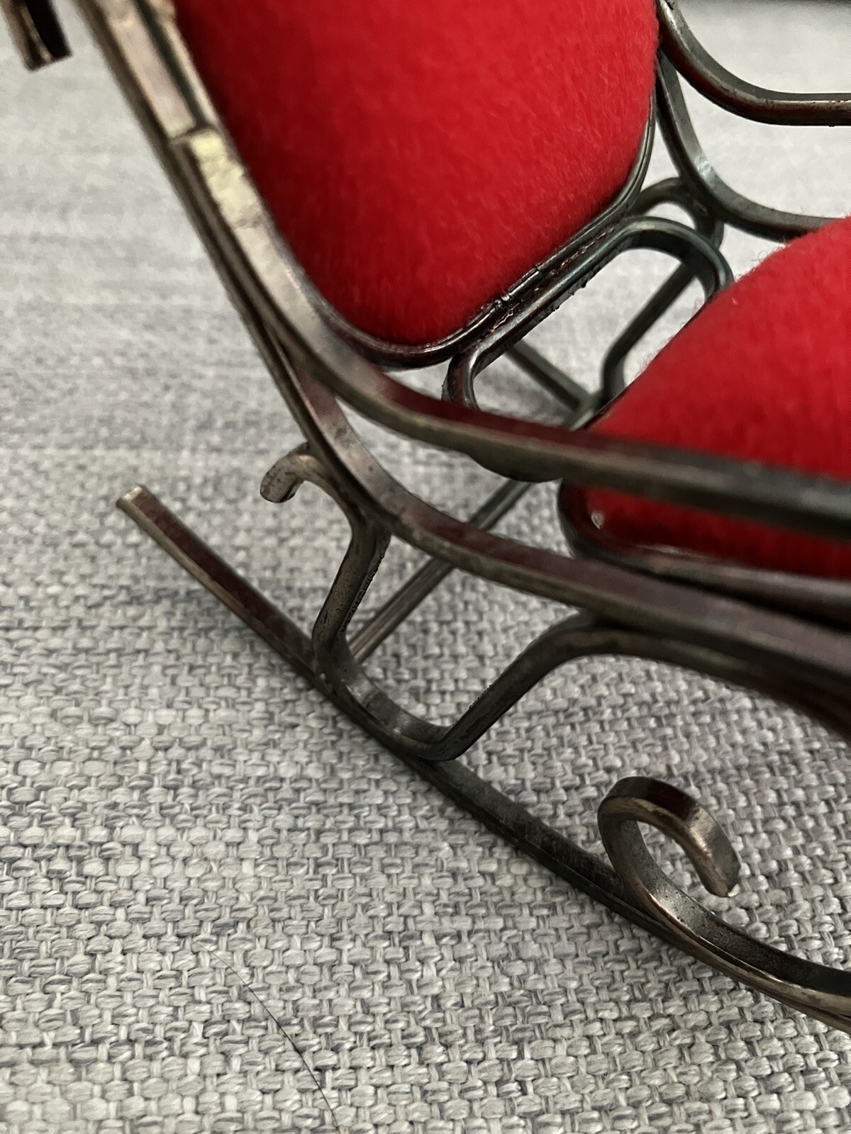 Miniature Dollhouse Bentwood Style Rocker Rocking Chair Metal Frame Red ...