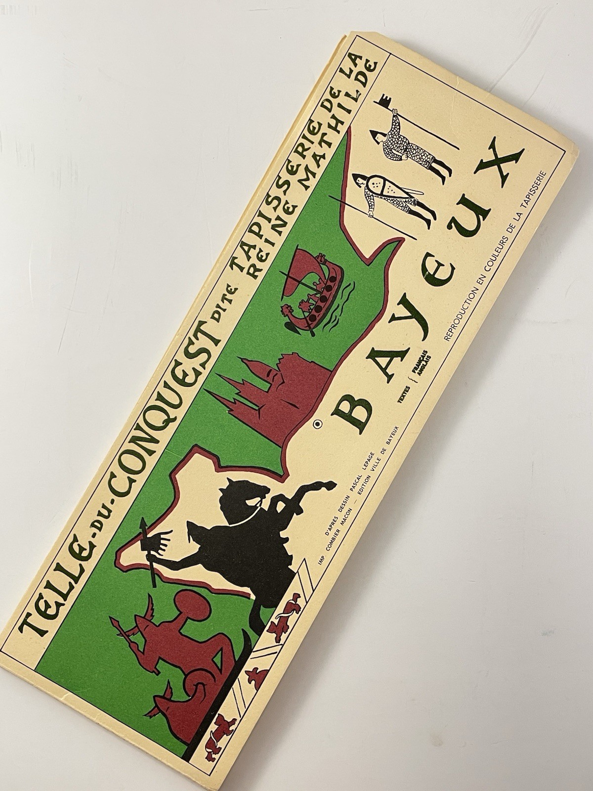 Vintage Bayeux Tapestry Accordion Book France Reine Mathilde Color Plates