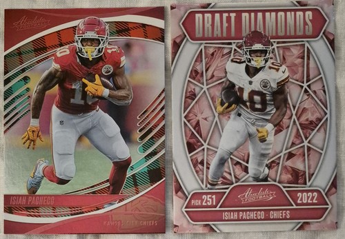 ISIAH PACHECO 2025 Absolute Holiday Red #92 & DRAFT DIAMONDS INSERT #DD ...