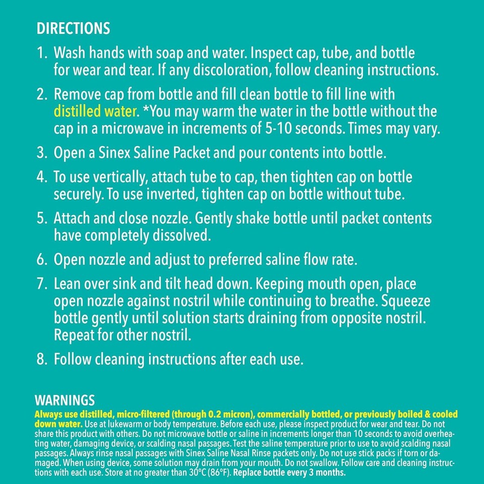 Vicks Sinex Saline Nasal Rinse Starter Kit, Drug Free Saline, Flush Out ...